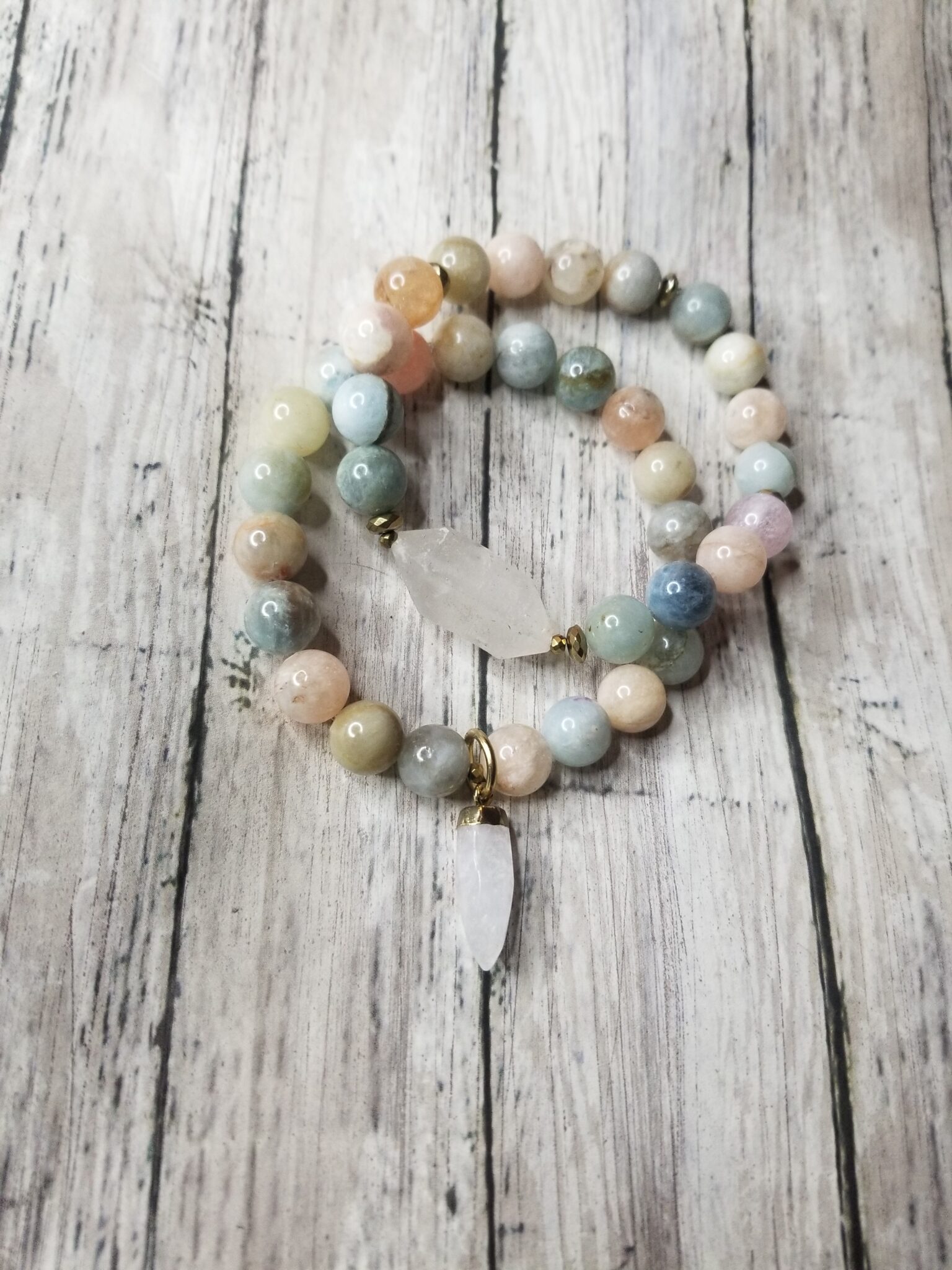 Morganite Beryl gemstone bracelet set - LuxeRebel