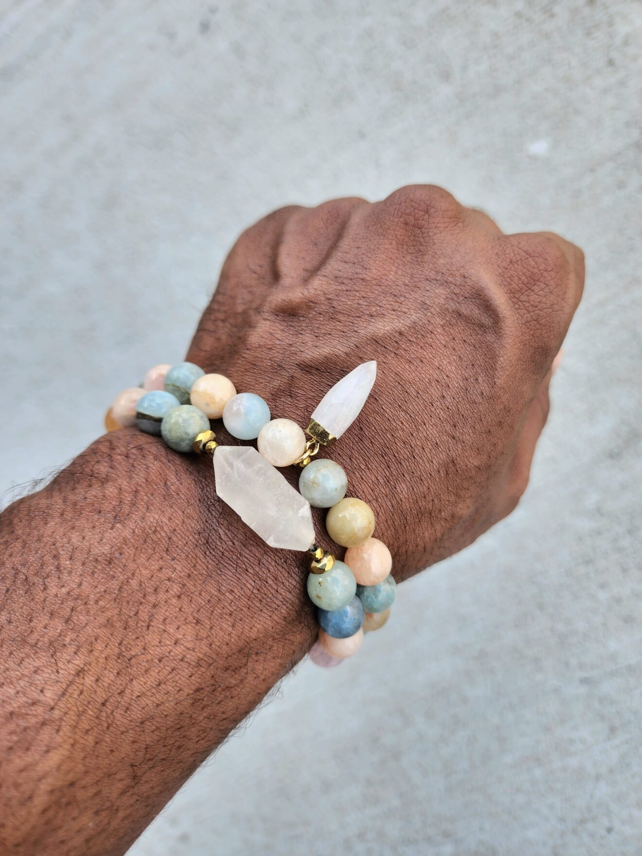 Morganite Beryl gemstone bracelet set - LuxeRebel