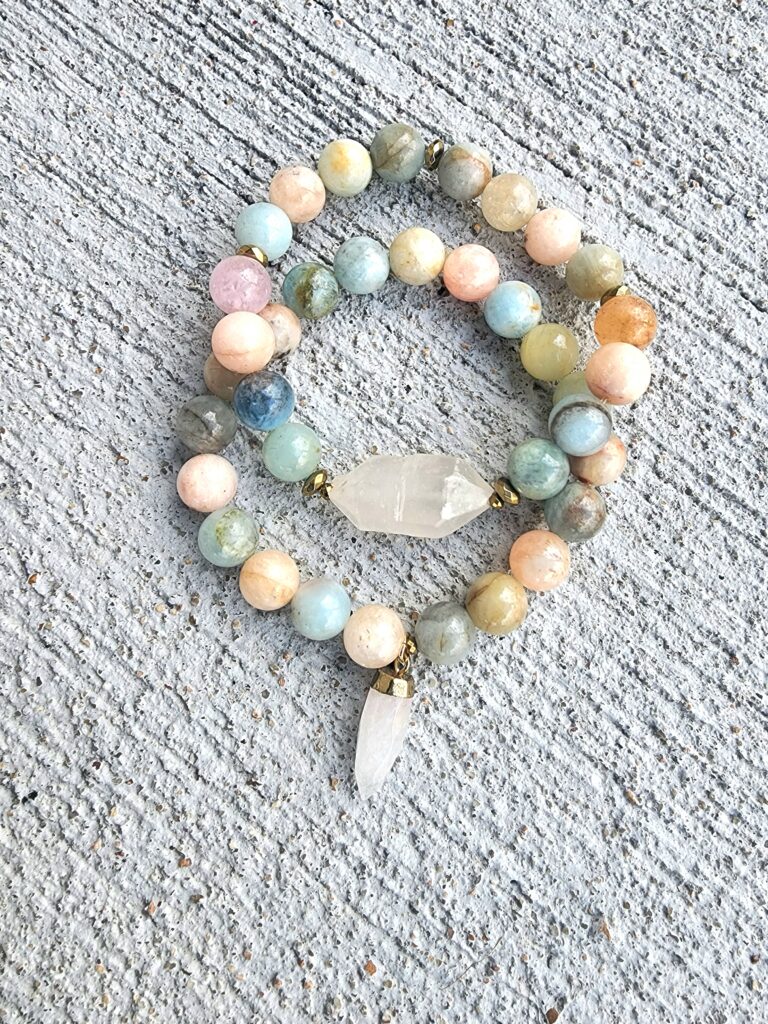 Morganite Beryl gemstone bracelet set - LuxeRebel